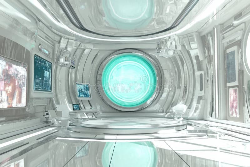 Futuristic Minimalist Interior with Circular Portal for Modern Design ...