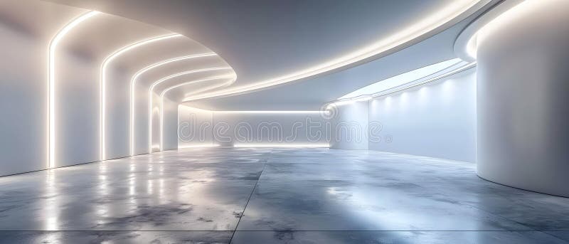 Futuristic Minimalist Interior with Curved Lighting. Concept Futuristic ...