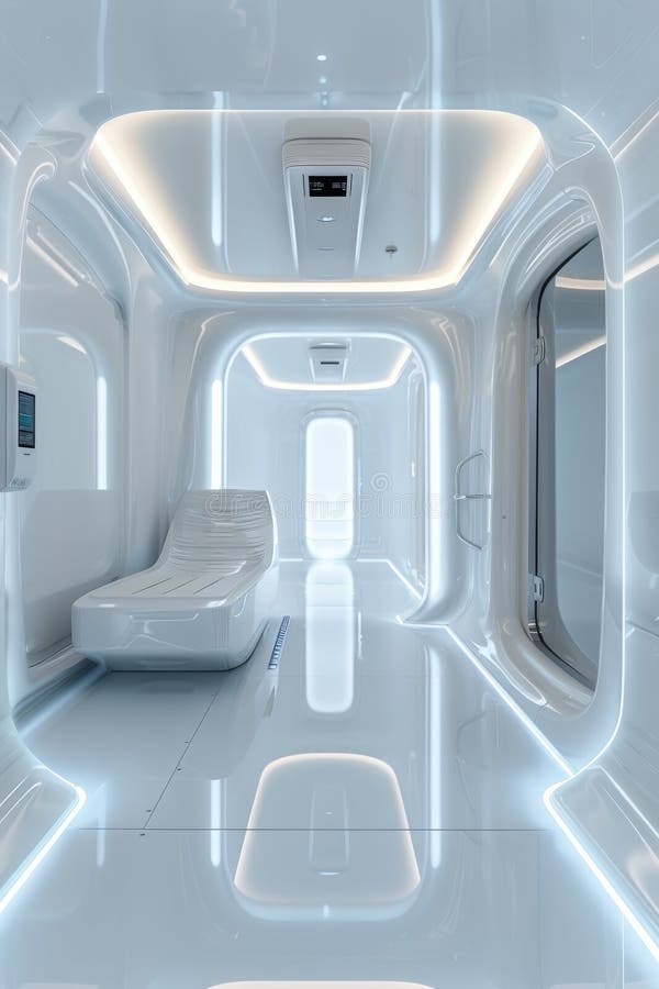 Futuristic Minimalist Interior with Modern Lighting and Sleek White ...