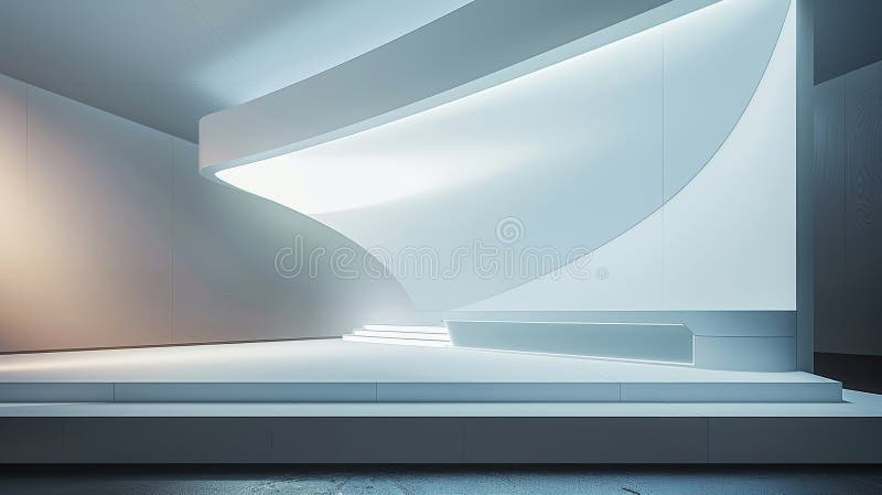 Futuristic Minimalist Interior with Sleek White Curves Stock ...