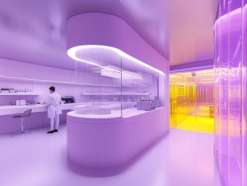 Futuristic, Minimalist Lab Workspace with a Focus on Advanced Research ...