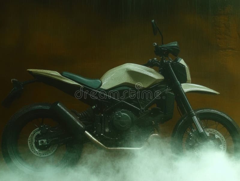 Futuristic Minimalist Motorcycle Design in Atmospheric Setting Stock ...