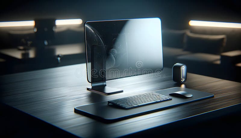 Futuristic Minimalist Workspace with Transparent Screen Stock ...