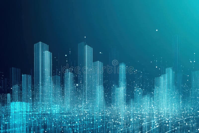 Futuristic Minimalistic Cityscape with Digital Elements for Modern ...