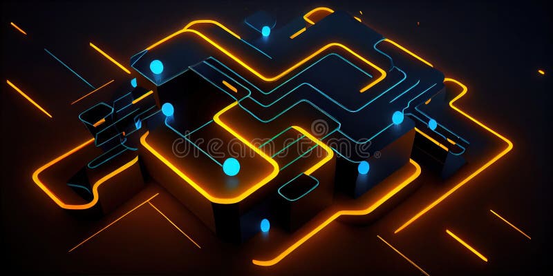 Futuristic Minimalistic Glowing Light Lines. Generative AI Stock ...