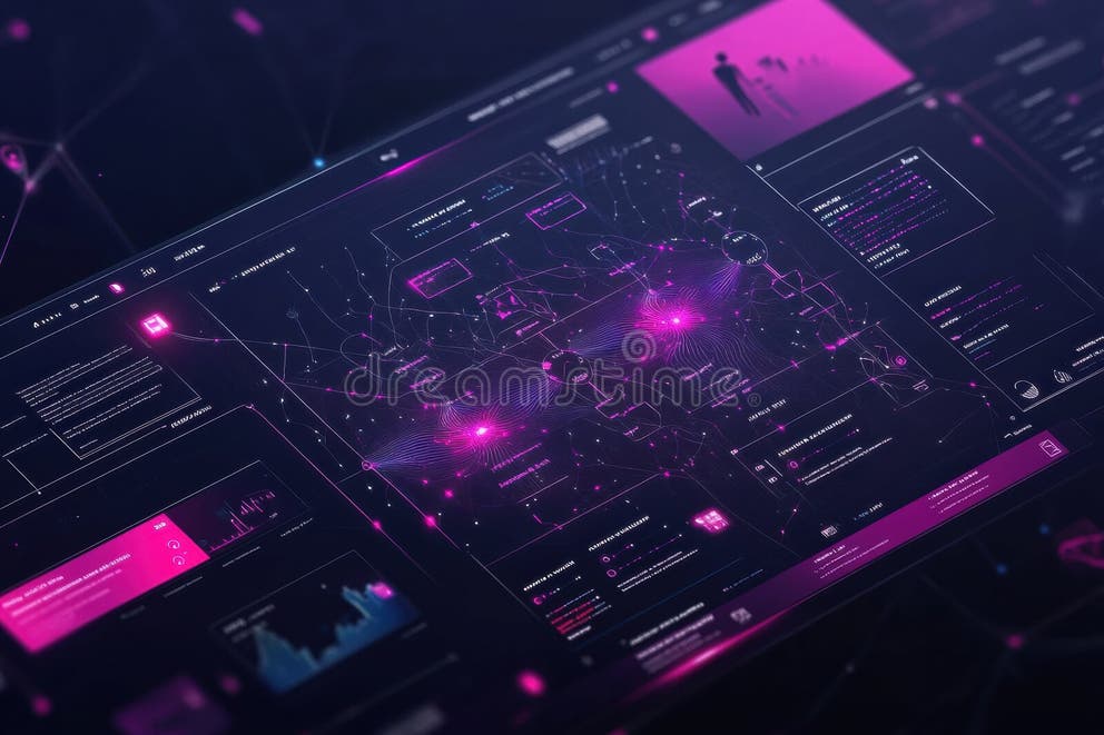Futuristic Minimalistic Interface with Glowing AI Analytics in a Sleek Dark Space Generative AI ...