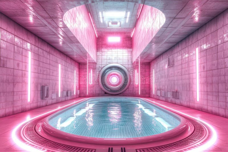 Futuristic Minimalistic Neon Pool Room with Glowing Accents for Modern ...