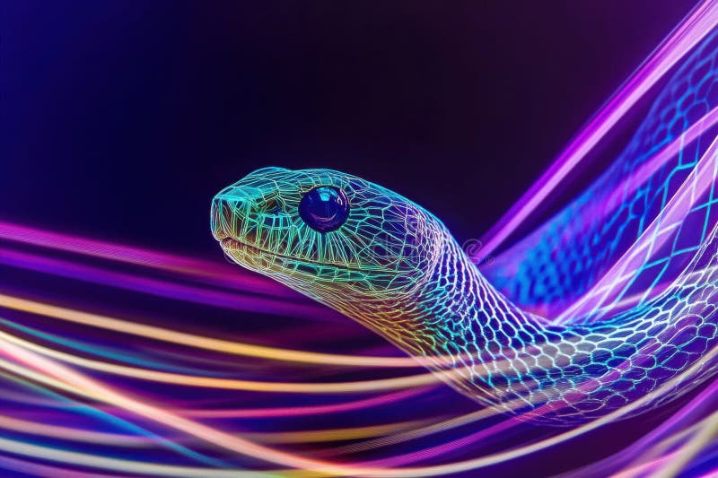Futuristic Minimalistic Snake Design on Dark Background for Digital Art ...