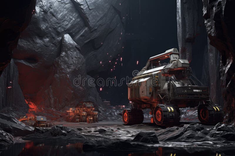 Futuristic Mining Equipment on Asteroid Surface Stock Image - Image of ...