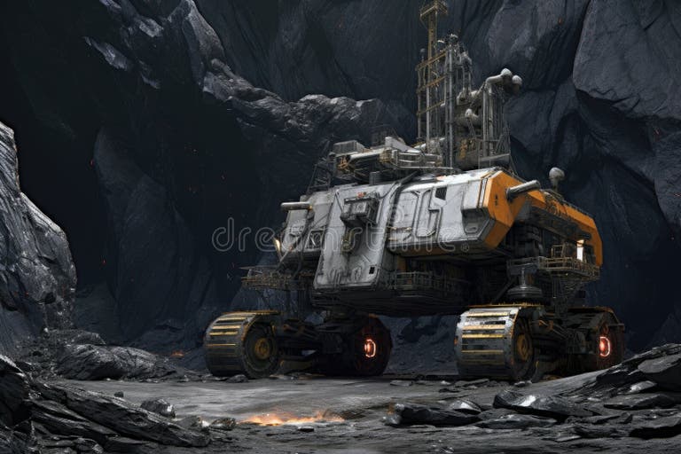 Futuristic Mining Equipment on Asteroid Surface Stock Image - Image of ...