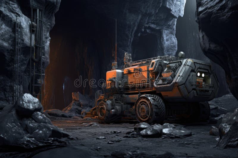 Futuristic Mining Equipment on Asteroid Surface Stock Illustration ...