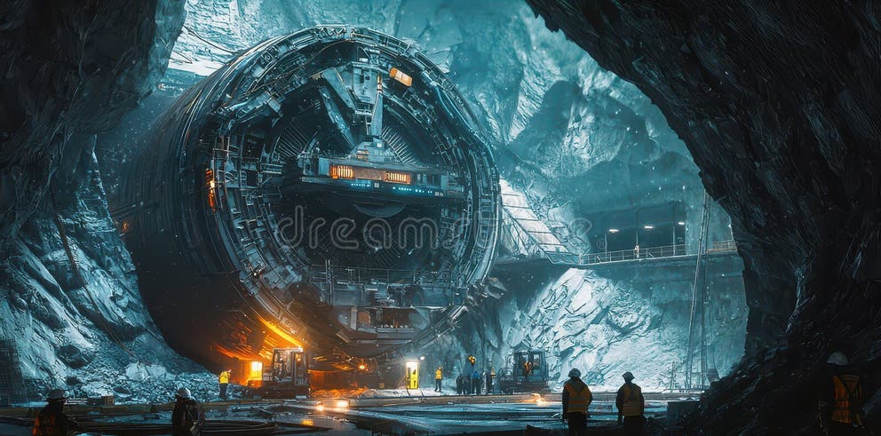 Futuristic Mining Facility with Large Circular Machine Stock Image ...