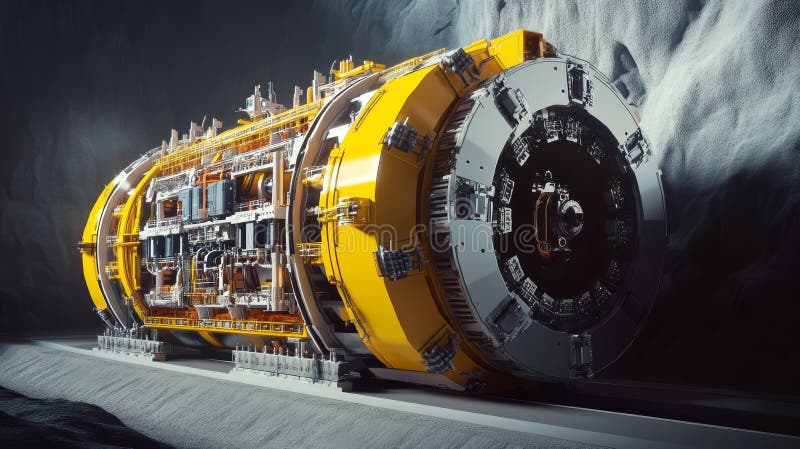 A Futuristic Mining Machine Exploring an Underground Cave, Showcasing ...