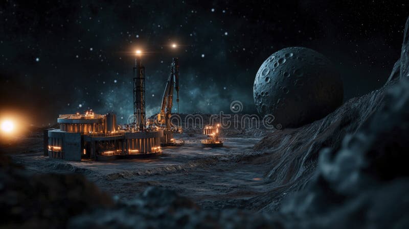 Futuristic Mining Operation on Asteroid Space Environment Digital Art Sci-fi Viewpoint ...
