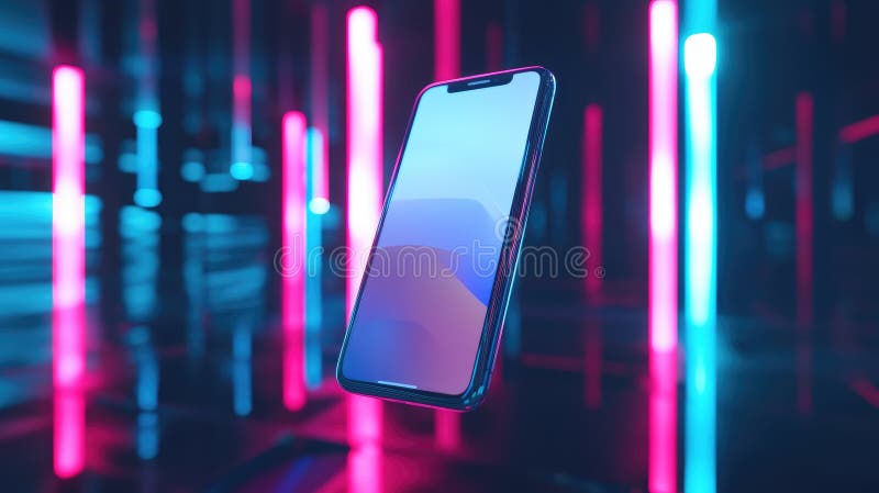 Futuristic Mobile Phone with Hologram 3D Display, Abstract Digital UI ...