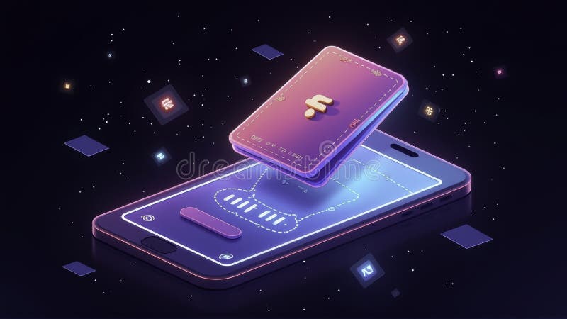 Futuristic Mobile Phone with Neon Lights and Holographic Interface ...