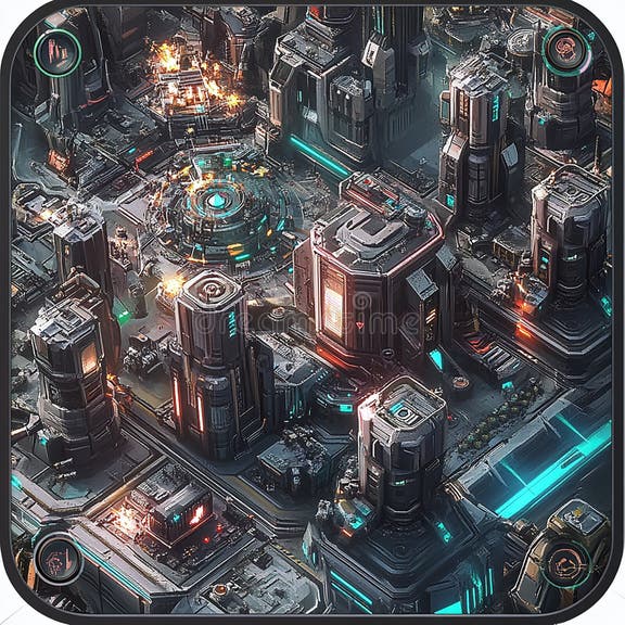 Futuristic Mobile Strategy Game Interface Featuring a Sci-Fi Cityscape ...