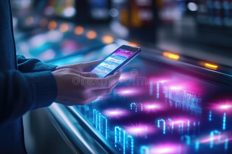 Futuristic Mobile Technology with Holographic Display in a Modern ...