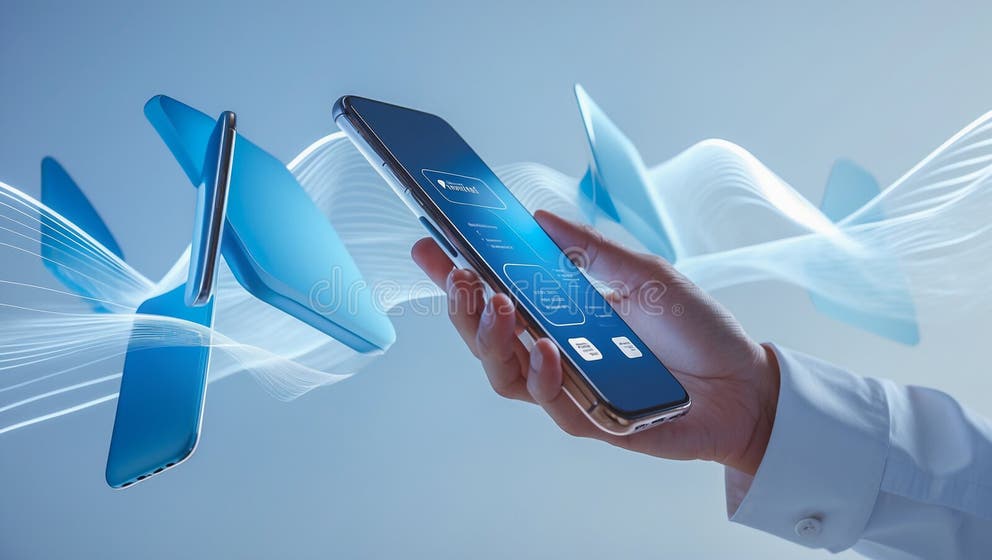 Futuristic Mobile Technology with Holographic Interface Stock ...