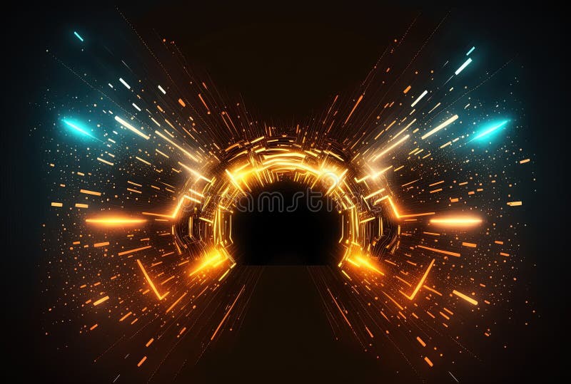 Futuristic Modern Backdrop of Space Station Themed Neon Light Corridor ...