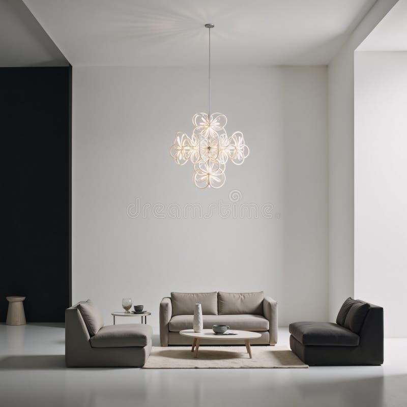 Futuristic Modern Cleanlined Interior Lit by Contemporary Lighting ...