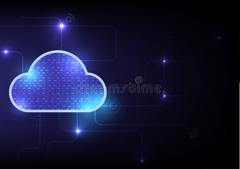 Futuristic Modern Cloud Computer Technology Abstract Background, Big Data Storage Center on Dark ...
