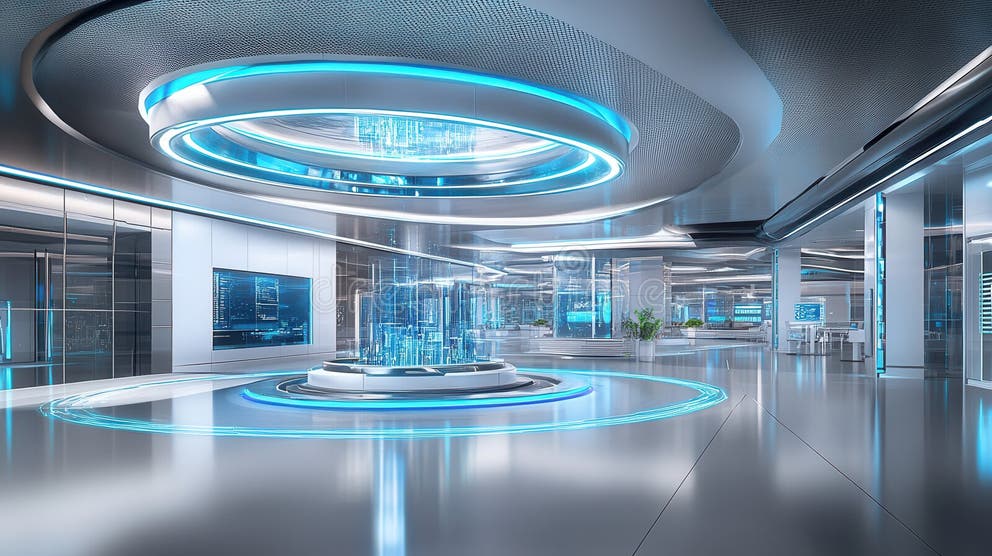 Futuristic Modern Data Center Interior Design, Virtual Concept Stock ...