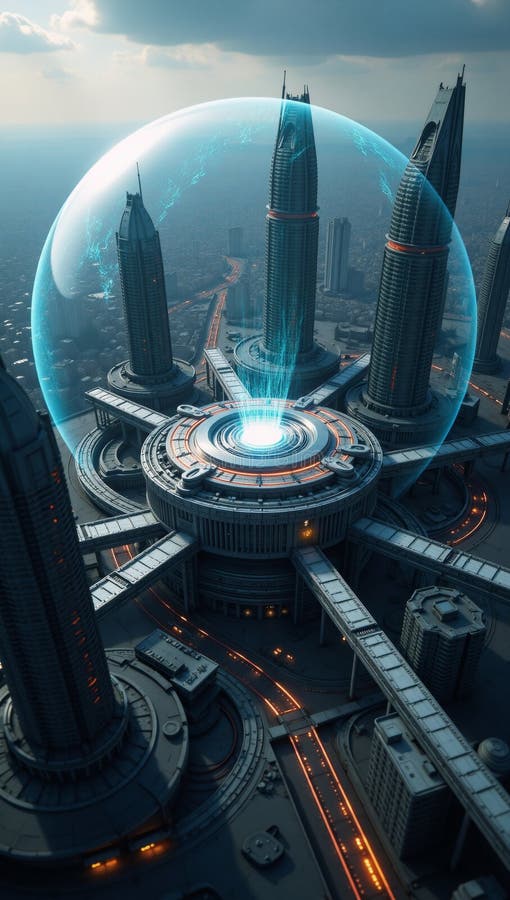 Futuristic Modern Digital Cityscape Intricately Connected by Buildings ...
