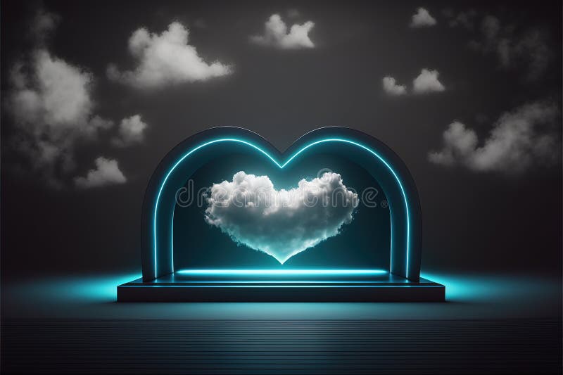 Futuristic Modern Empty Stage Reflective Dark Room with Glowing Heart ... Futuristic Modern Empty Stage Reflective Dark Room with Glowing Heart ...