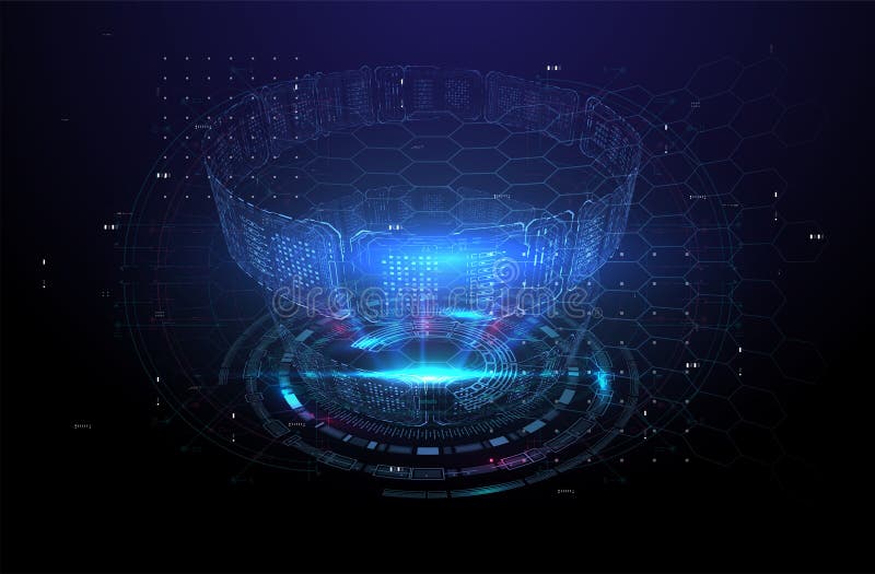 Futuristic Modern HUD Interface Screen Design. Abstract Futuristic UI on Blue Background ...