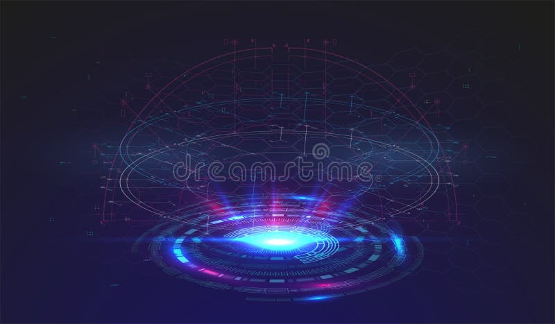 Futuristic Modern HUD Interface Screen Design. Abstract Futuristic UI on Blue Background ...