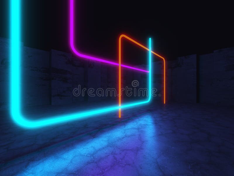 Futuristic Modern Neon Glowing Design Architecture Stock Illustration ...