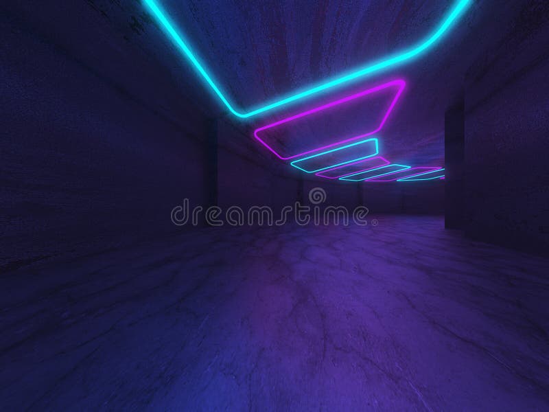 Futuristic Modern Neon Glowing Design Architecture Stock Illustration ...