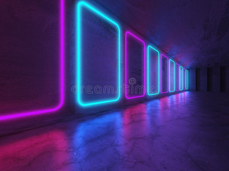 Futuristic Modern Neon Glowing Design Architecture Stock Illustration ...