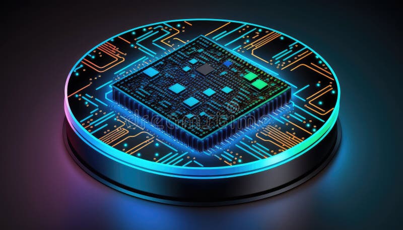 Futuristic Modern New Computer Processor Chip Colorful Neon Glowing ... Futuristic Modern New Computer Processor Chip Colorful Neon Glowing ...