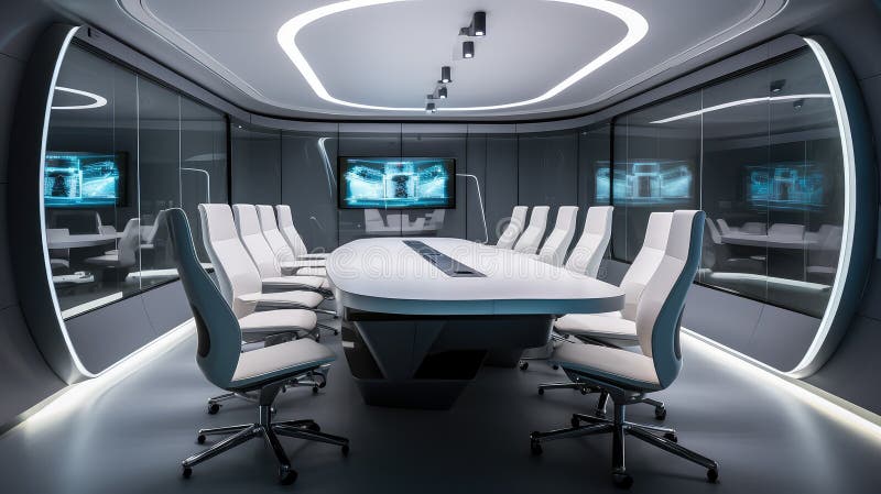 Futuristic Modern Office Meeting Room Stock Illustration - Illustration ...
