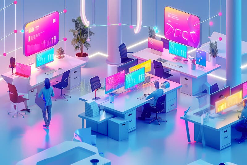 Futuristic Modern Office Space Building Interior Design with ...