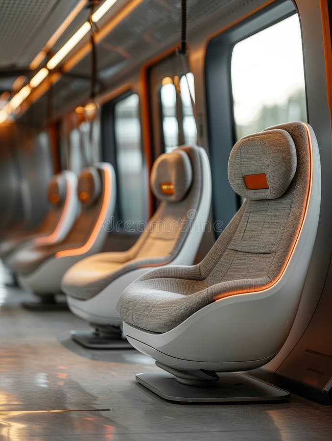 Futuristic Modern Seating Inside an Empty Train Carriage. Stock Image ...