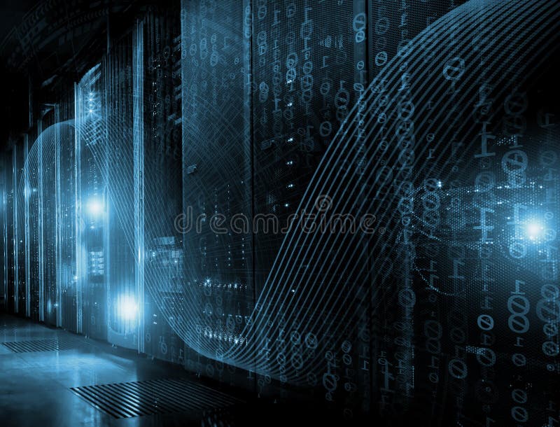 Futuristic Modern Server Room in Data Center Stock Illustration ...