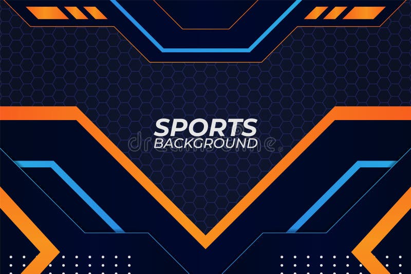 Futuristic Modern Sports Background Blue and Orange with Hexagon ...