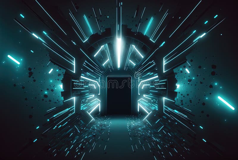 Futuristic Modern Technology Background of Space Station Themed Neon ...