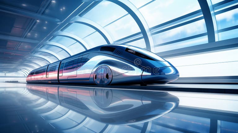 A Futuristic Modern Train Generative AI Stock Illustration ...