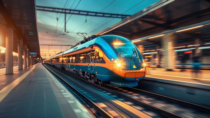 Futuristic modern train stock image. Image of blue, journey - 332398385