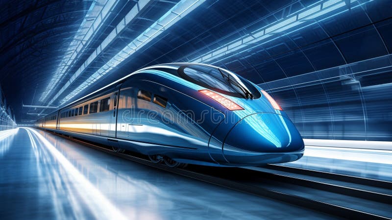 A Futuristic Modern Train Running on Track Generative AI Stock ...