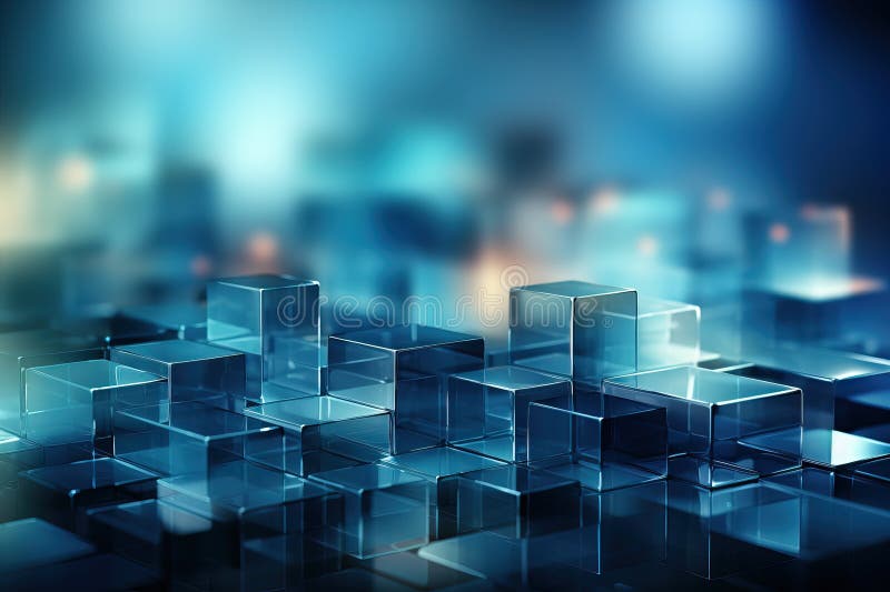 Futuristic Modern Wallpaper of the Future. 3D Abstract of Blue Squares ...