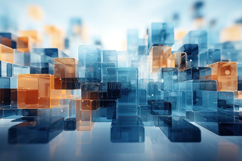 Futuristic Modern Wallpaper of the Future. 3D Abstract of Blue Squares ...