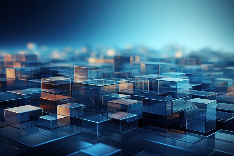 Futuristic Modern Wallpaper of the Future. 3D Abstract of Blue Squares ...