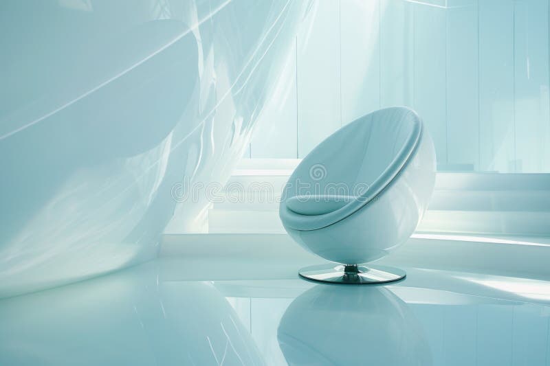 Futuristic Modern White Chair in Minimalist HighTech Interior Design ...