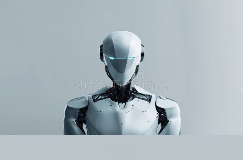 Futuristic Modern White Robot Cyber Illustration with Place for Text ...