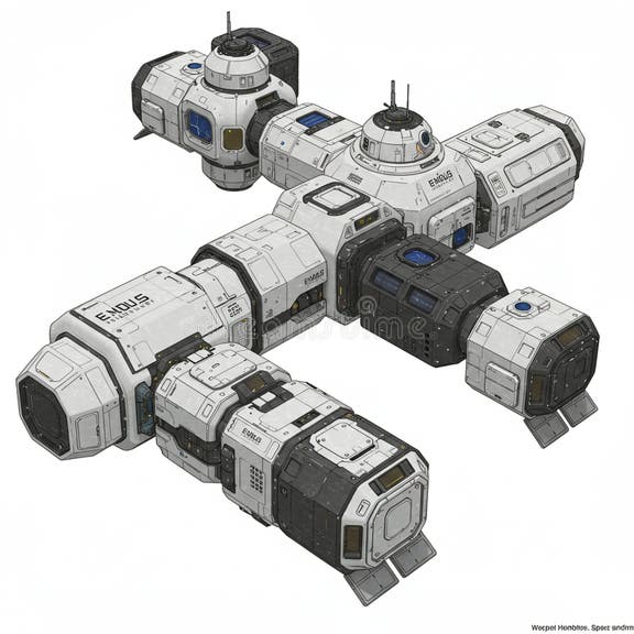 Futuristic Modular Space Station Design with Interconnected Cylindrical ...